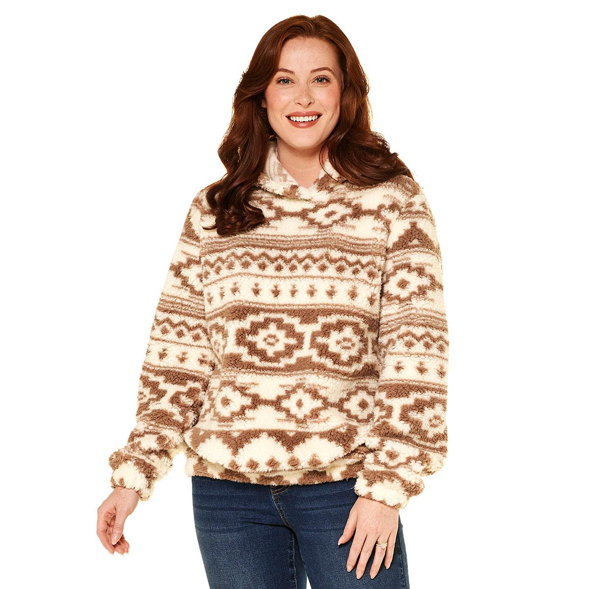 Click here for Womens Remi James Hooded Aztec Double Sided Sherpa... prices