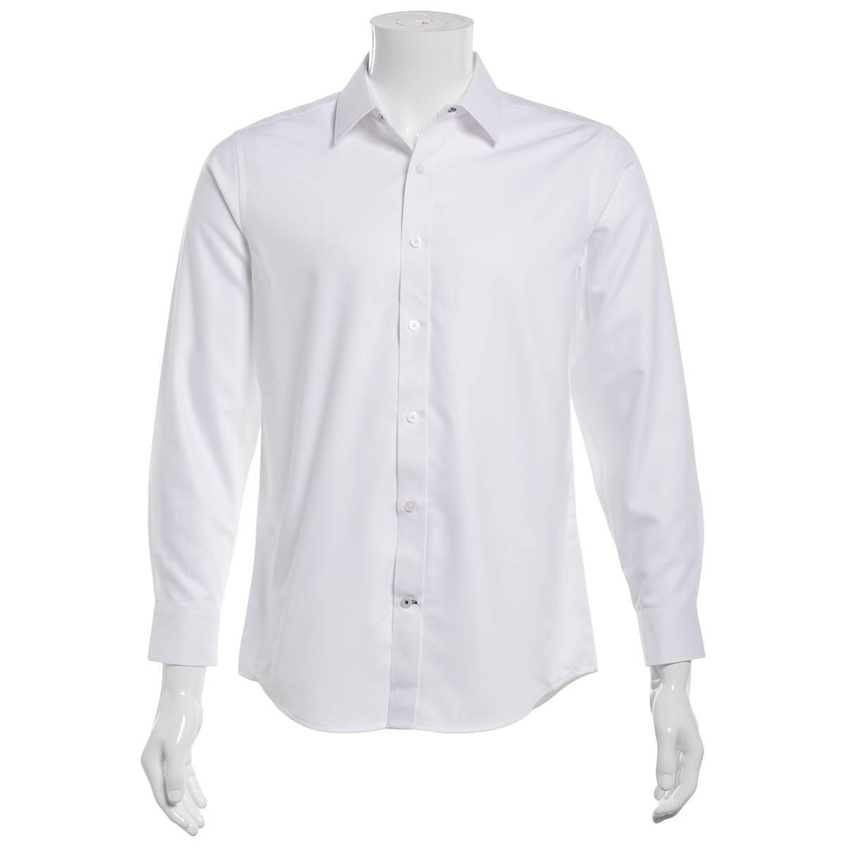 Tom Baine Mens Four Way Stretch Geo Print Button Down Dress Shirt - White