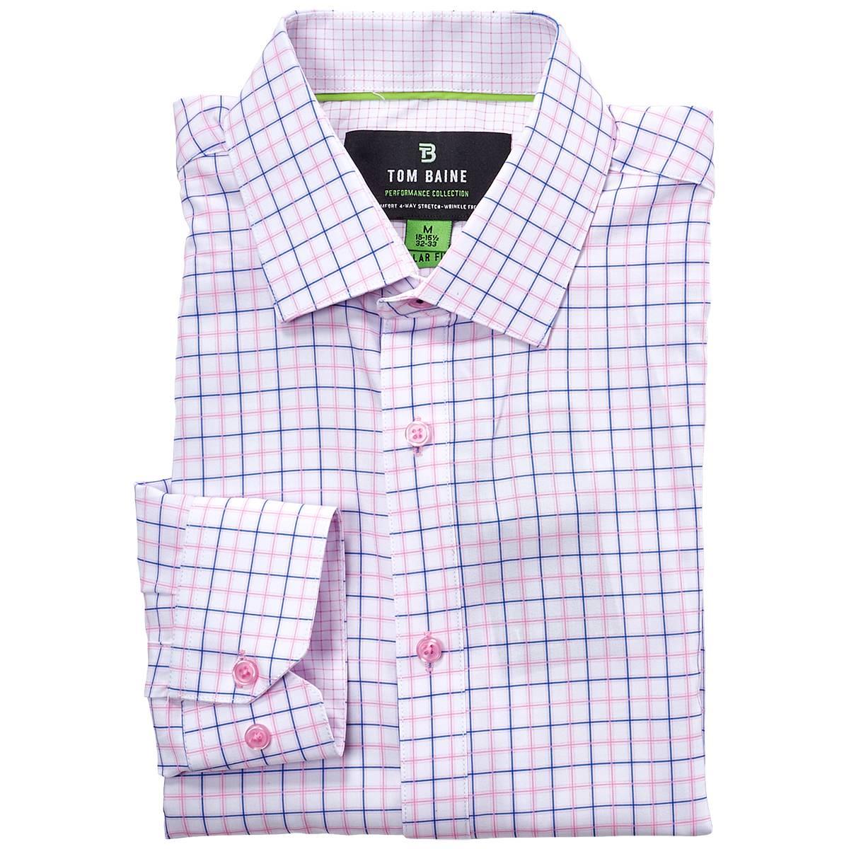 Click here for Mens Tom Baine Regular Fit Dress Shirt - Pink/Blue prices