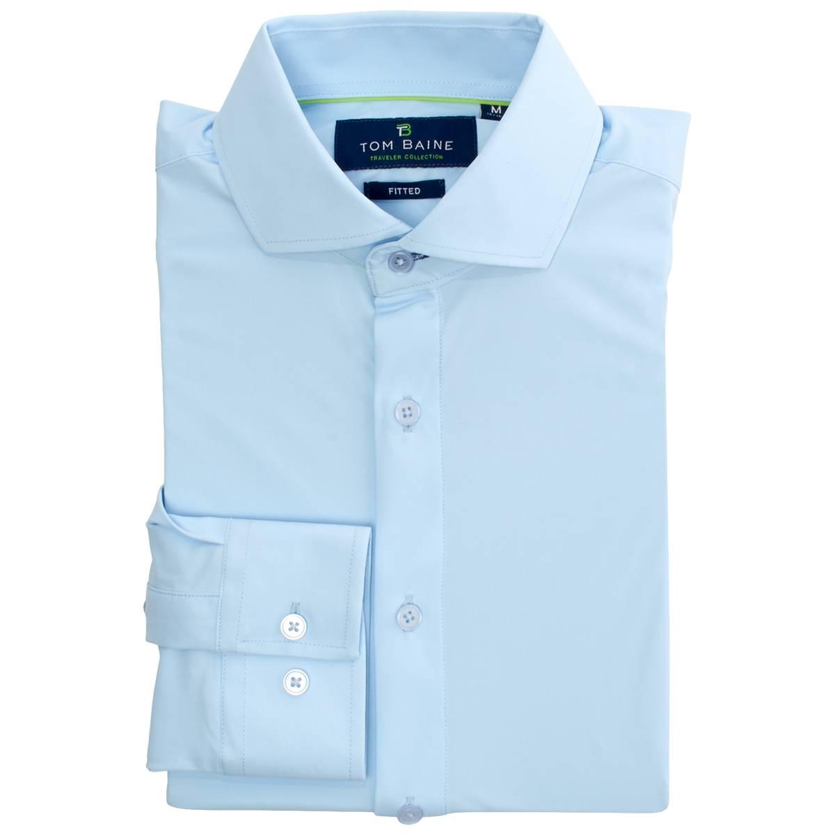 Click here for Mens Tom Baine Solid Fitted Traveler Long Sleeve D... prices