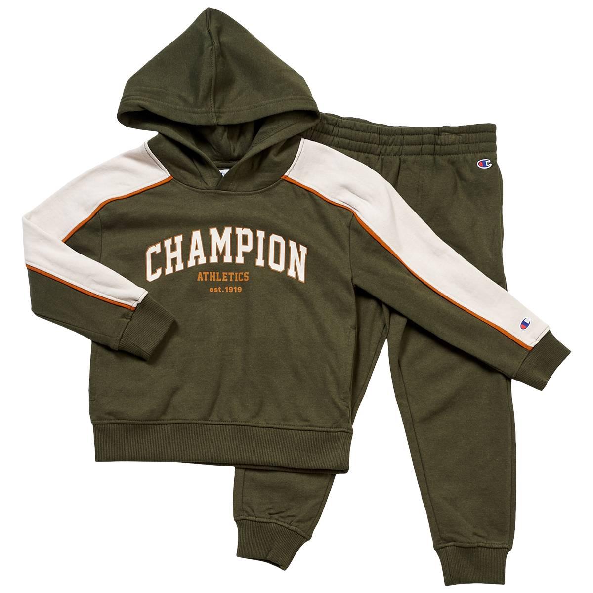 Click here for Boys (4-7) Champion(R) Pieced Hoodie & Joggers Set prices