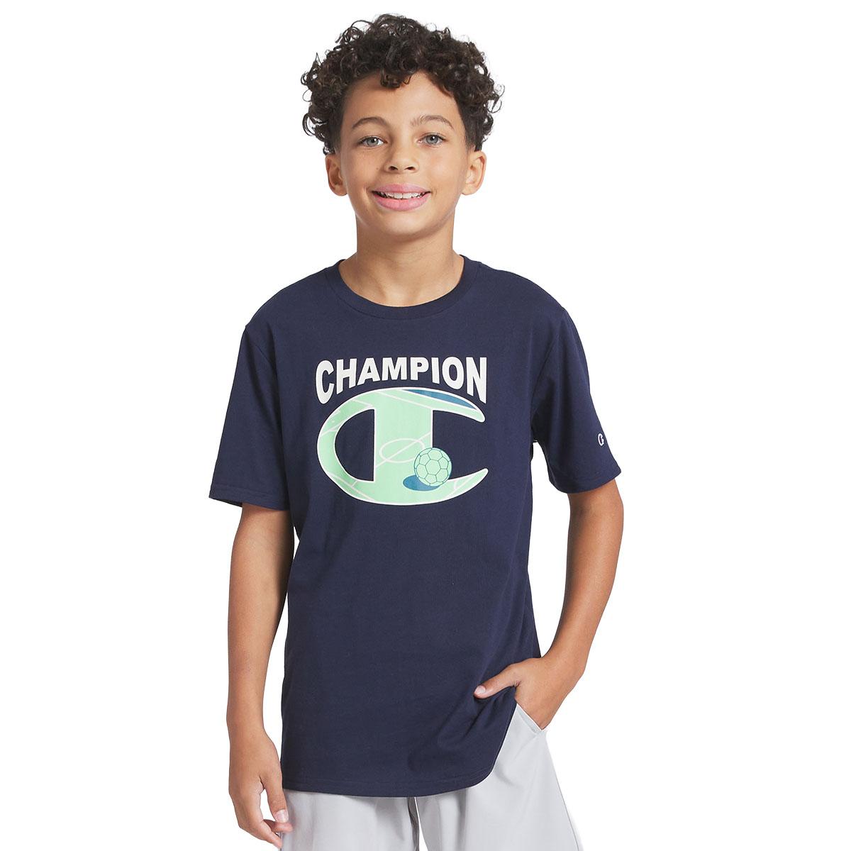 Click here for Boys 8-20 Champion Logo & Soccer Ball Graphic Tee prices