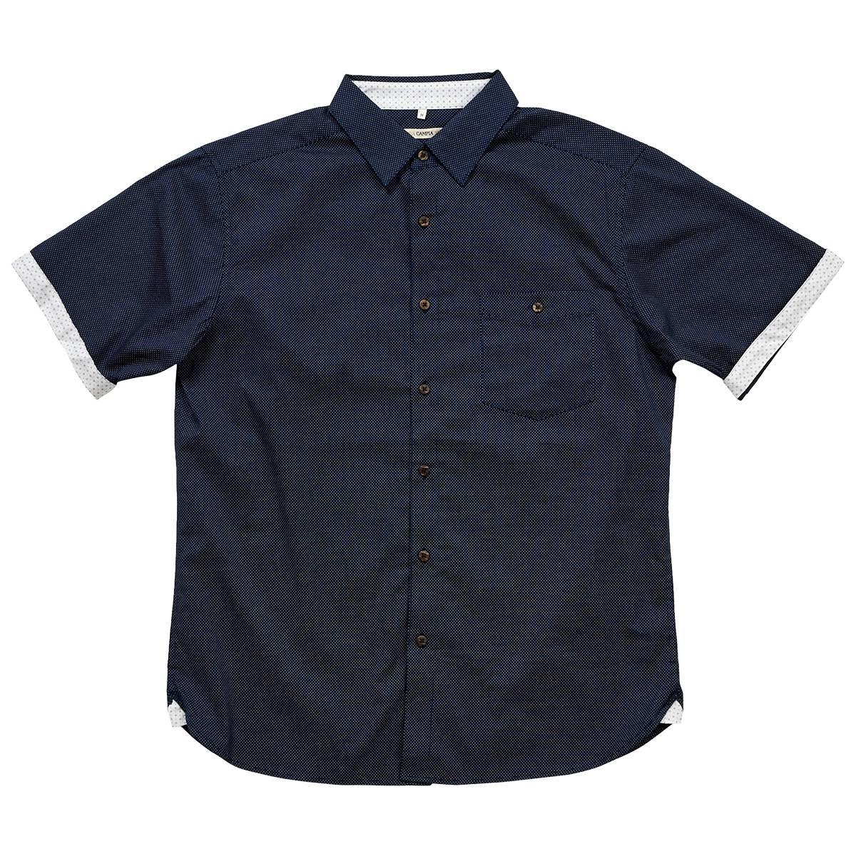 Click here for Mens Campia Dotted Button Down Shirt - Navy prices