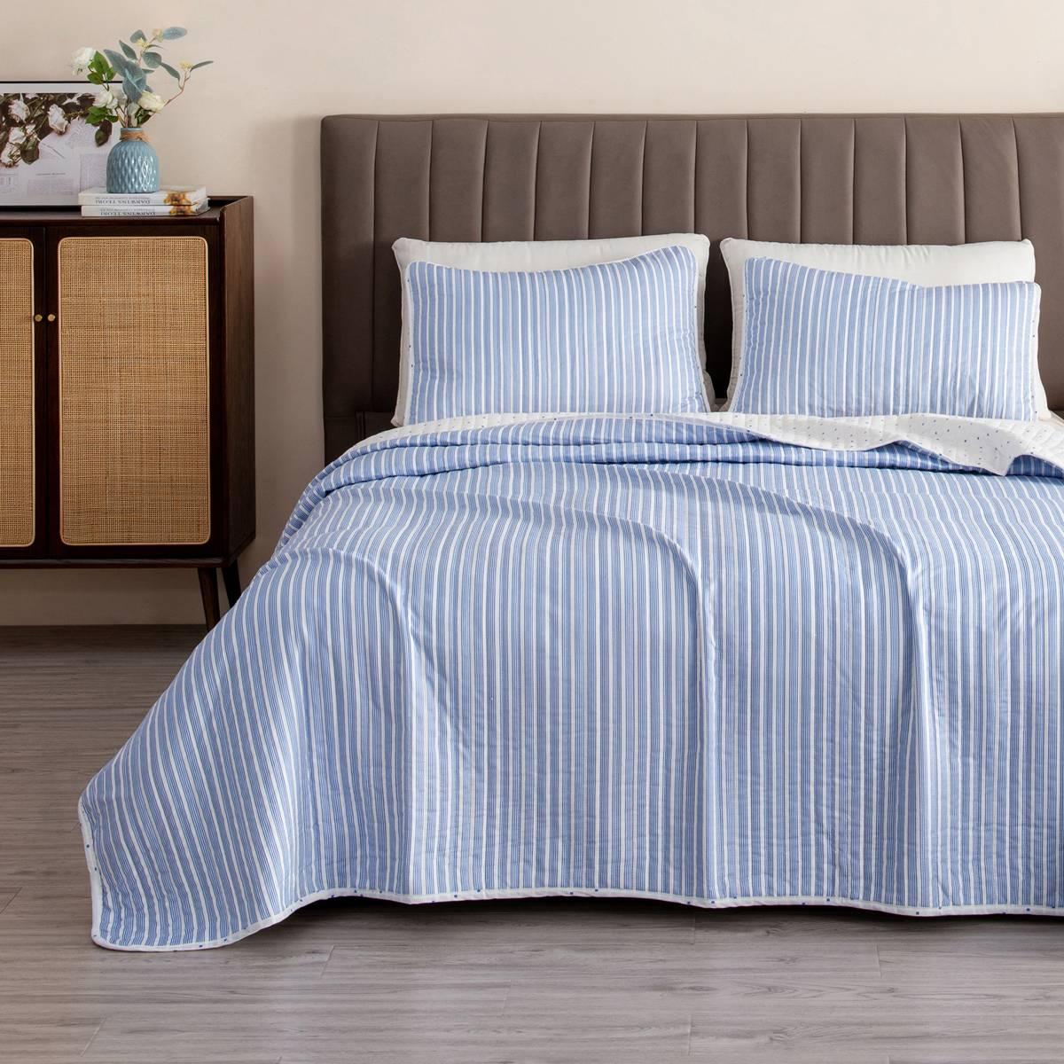Click here for FreshFolds Marcie 3pc. Reversible Tiny Stripes Qui... prices