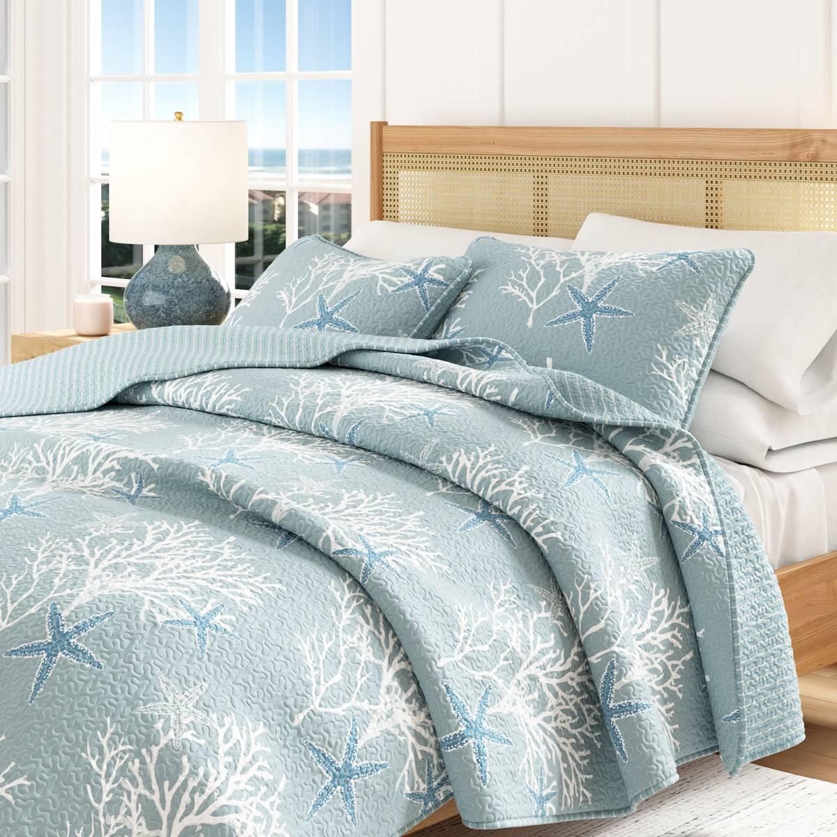 Click here for FreshFolds Fenwick 3pc. Reversible Coral Quilt Set prices