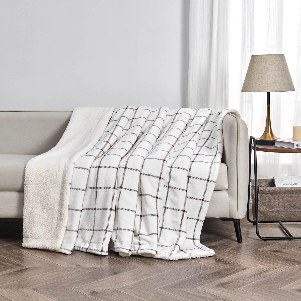 Click here for FreshFolds Kinsley Reversible Plush Windowpane Bla... prices