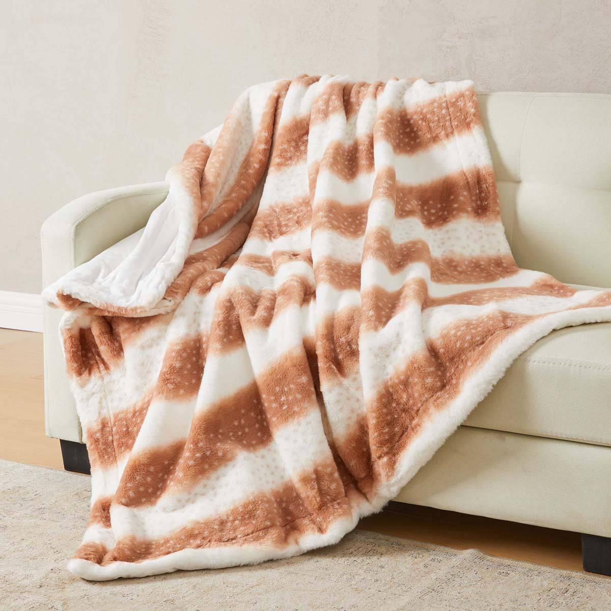 Click here for FreshFolds Aaliyah Faux Fur Fawn Reversible Throw prices