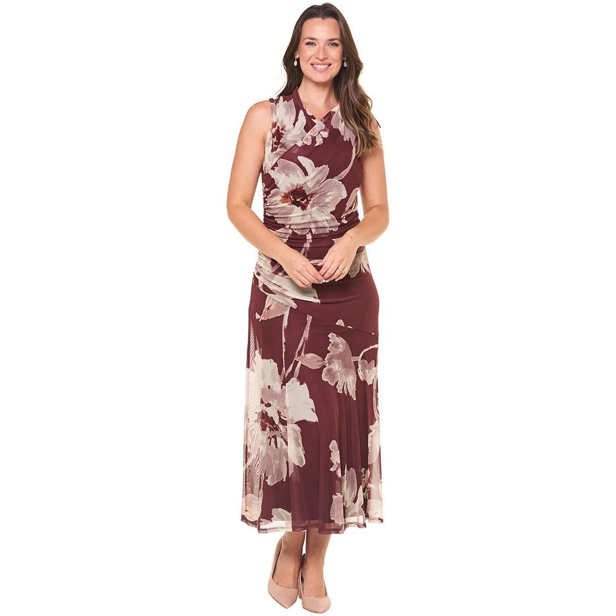 Click here for Womens Vivid Aura Sleeveless Floral Mesh Midi Dres... prices