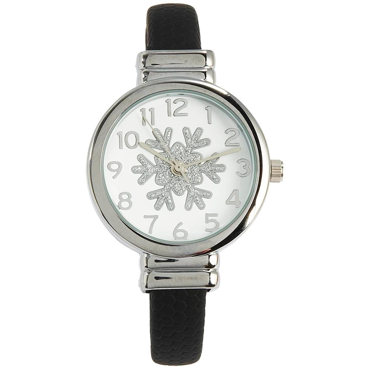 Click here for Womens Silver Glitter Up Snowflake Dial Watch - AB... prices
