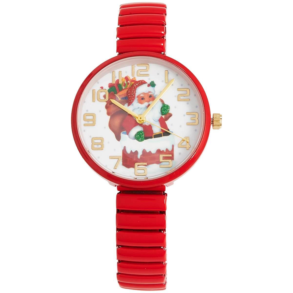 Click here for Womens Red Stretch Band with Santa Dial Watch - AF... prices