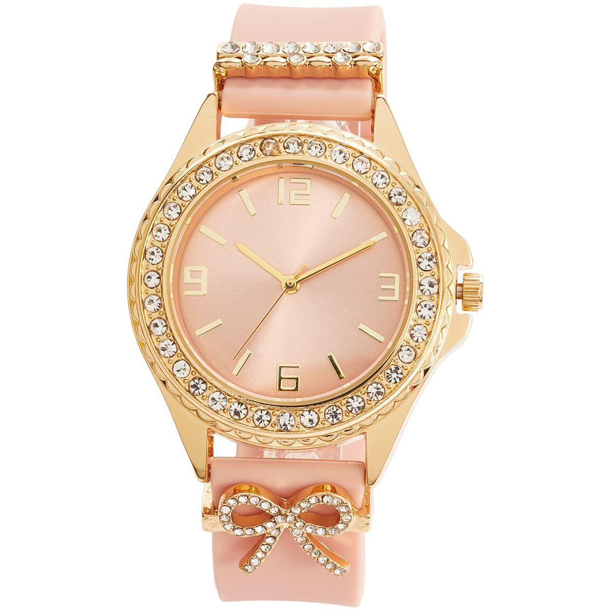Click here for Womens Pink Sunray Dial Crystal Watch with Pink St... prices