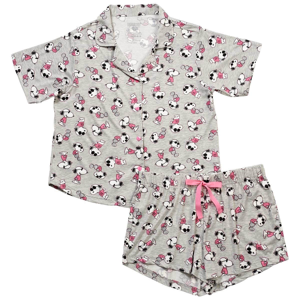 Click here for Juniors Peanuts Snoopy Cool Notch Collar Shorty Pa... prices