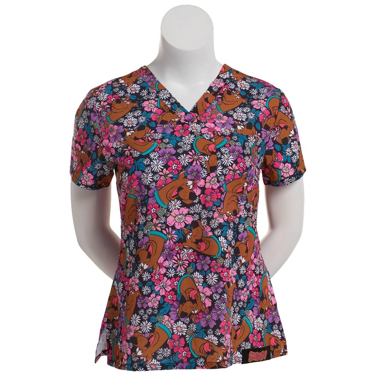 Click here for Womens Short Sleeve Scooby Doo Floral Scrub Top prices
