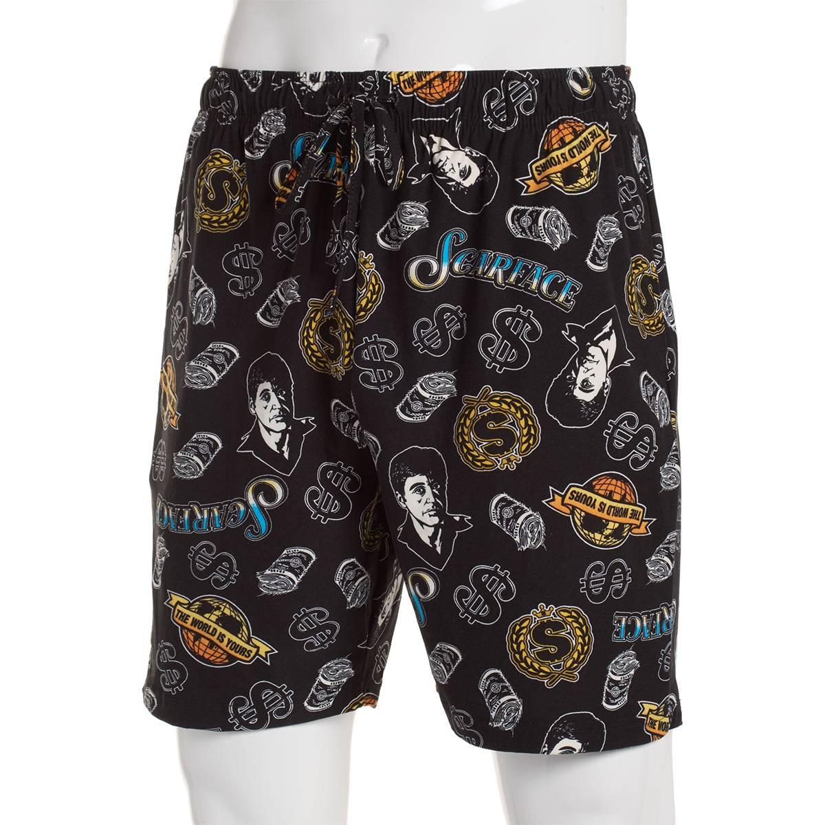 Click here for Mens Scarface Pajama Shorts - Black prices