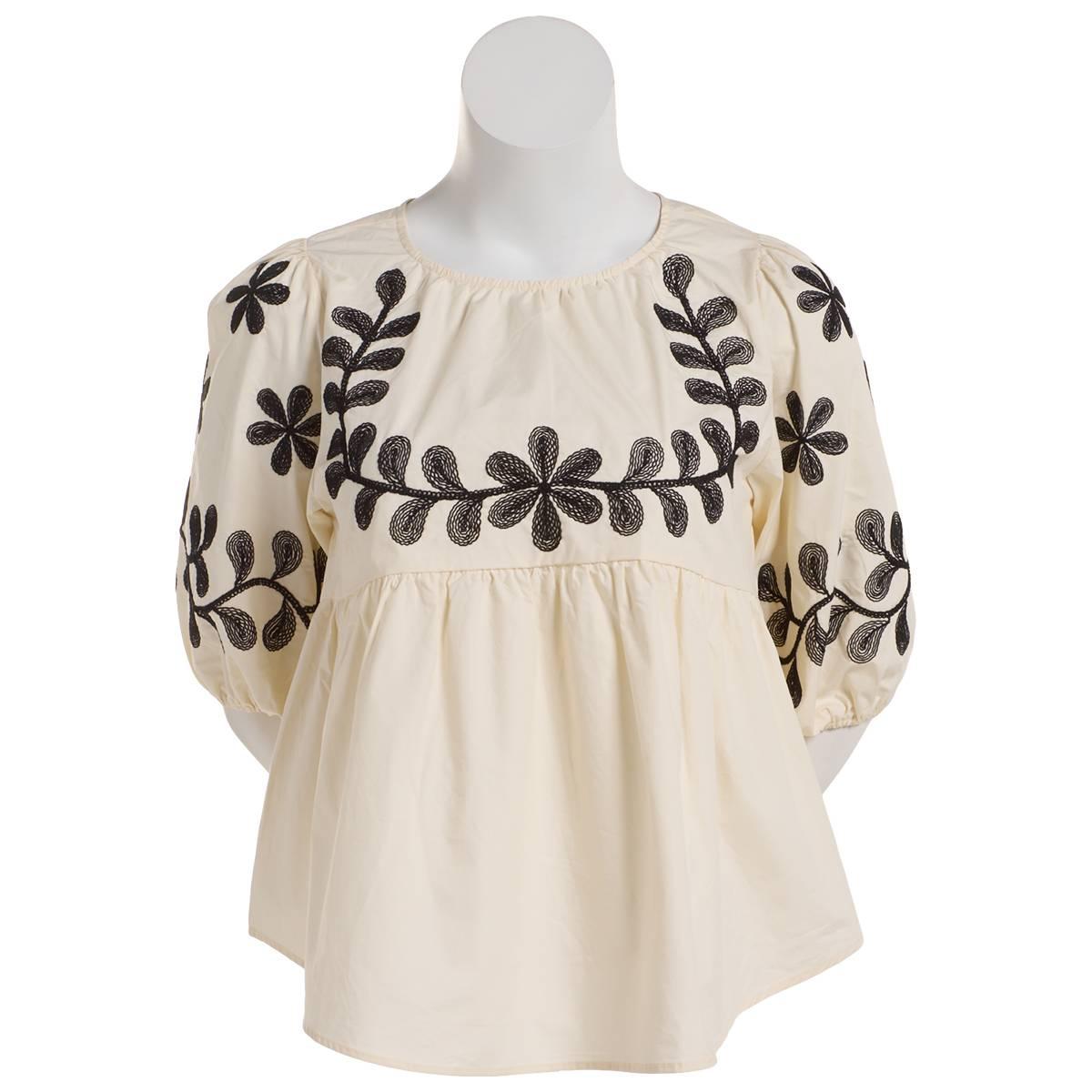 Click here for Womens Fair Hope 3/4 Embroidered Baby Doll Blouse prices
