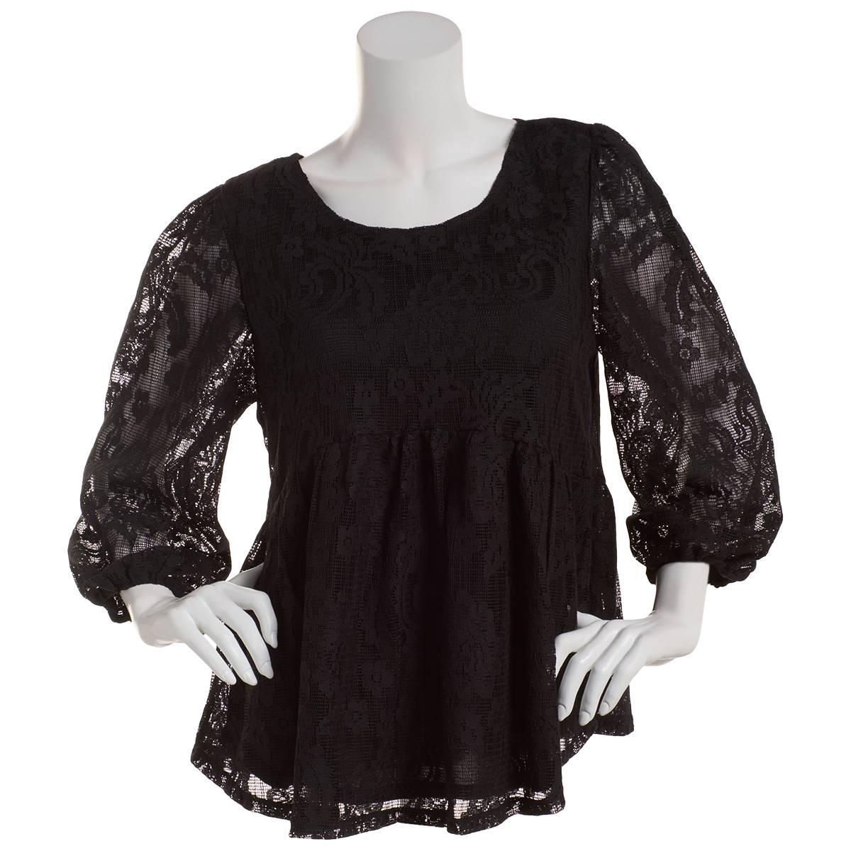 Click here for Womens Fair Hope Long Sleeve Solid Lace Popover Bl... prices
