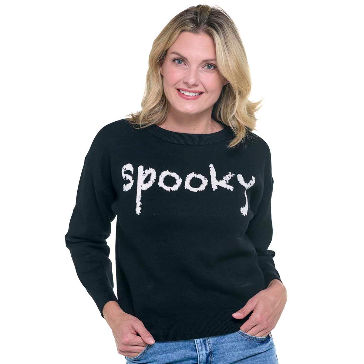 Click here for Plus Size Rio & Rian Long Sleeve Crew Neck Spooky... prices