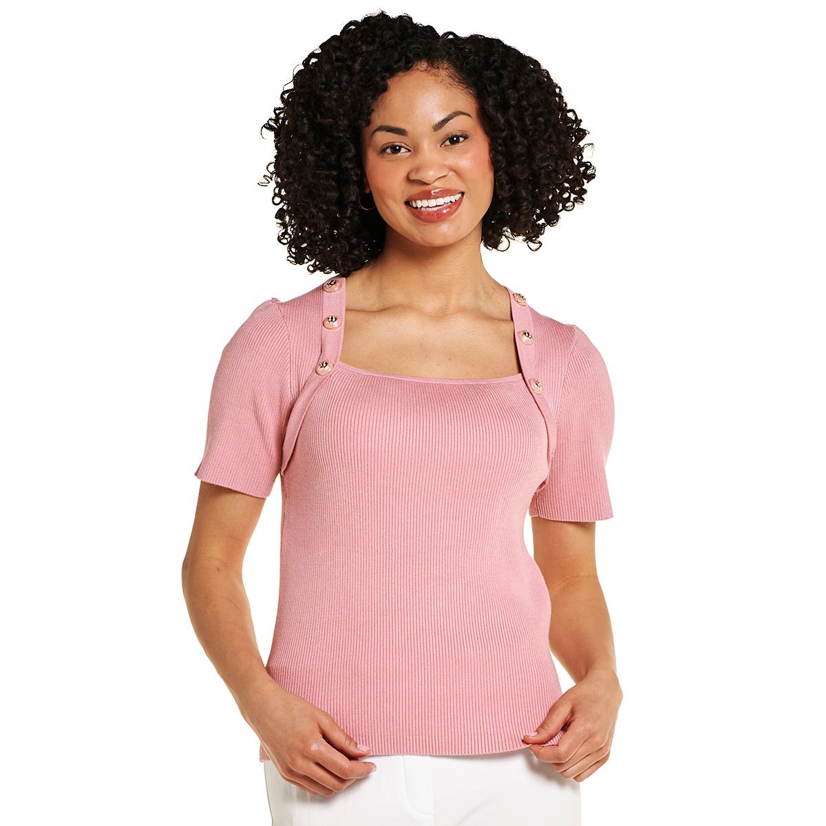 Click here for Womens Rio & Rian Short Sleeve Solid Ribbed Square... prices