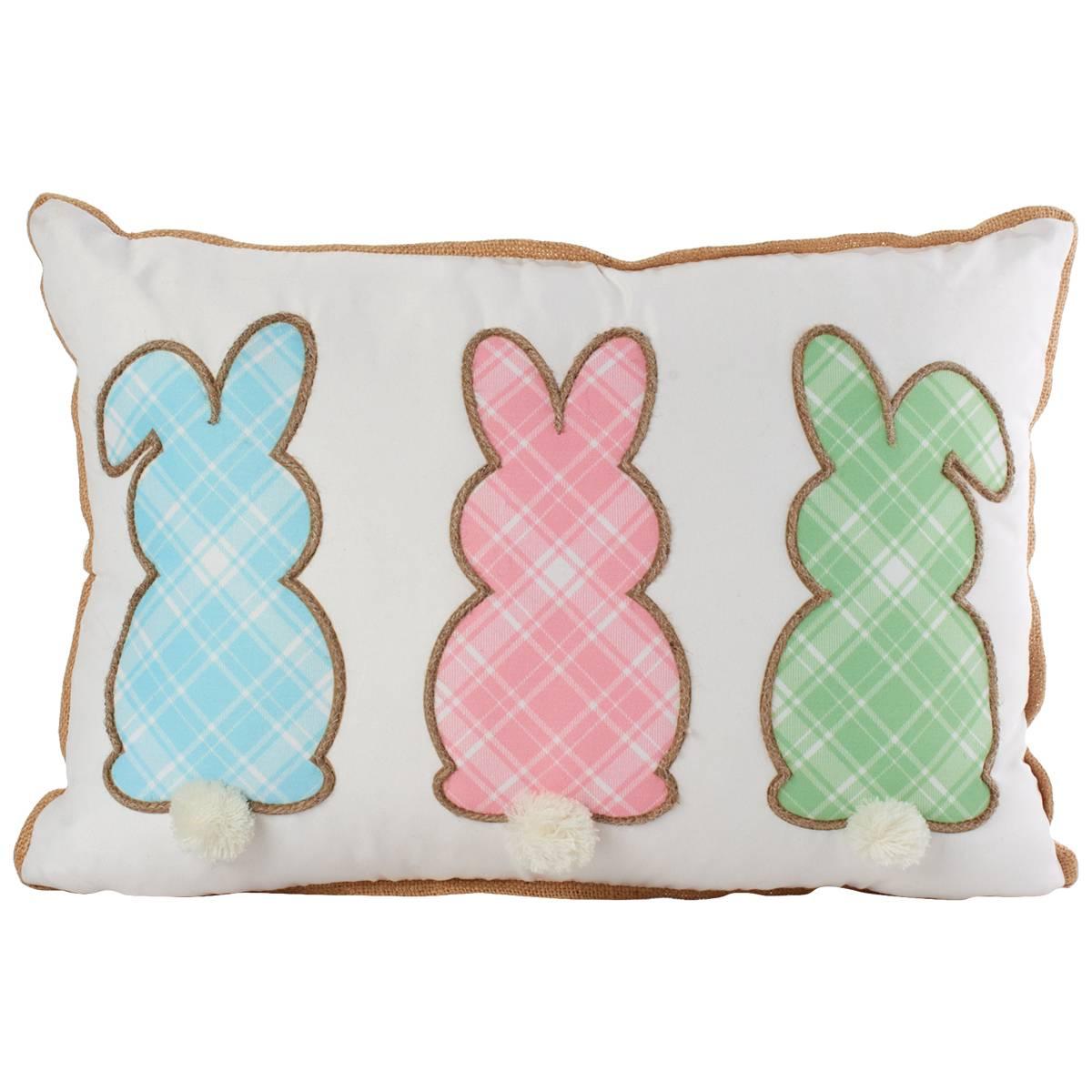 Click here for Multi Gingham Bunnies Decorative Pillow - 14x20 prices