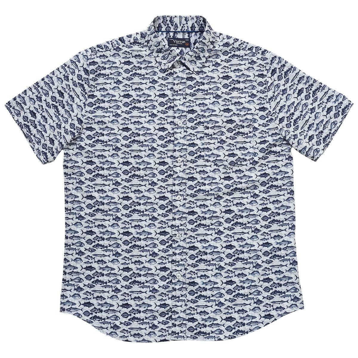 Click here for Mens Visitor Fish Marled Button Down Shirt - Marle... prices