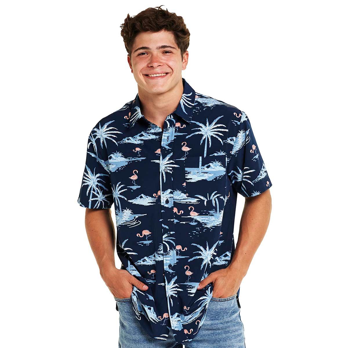 Click here for Young Mens VSTR Palm Flamingo Short Sleeve Button... prices