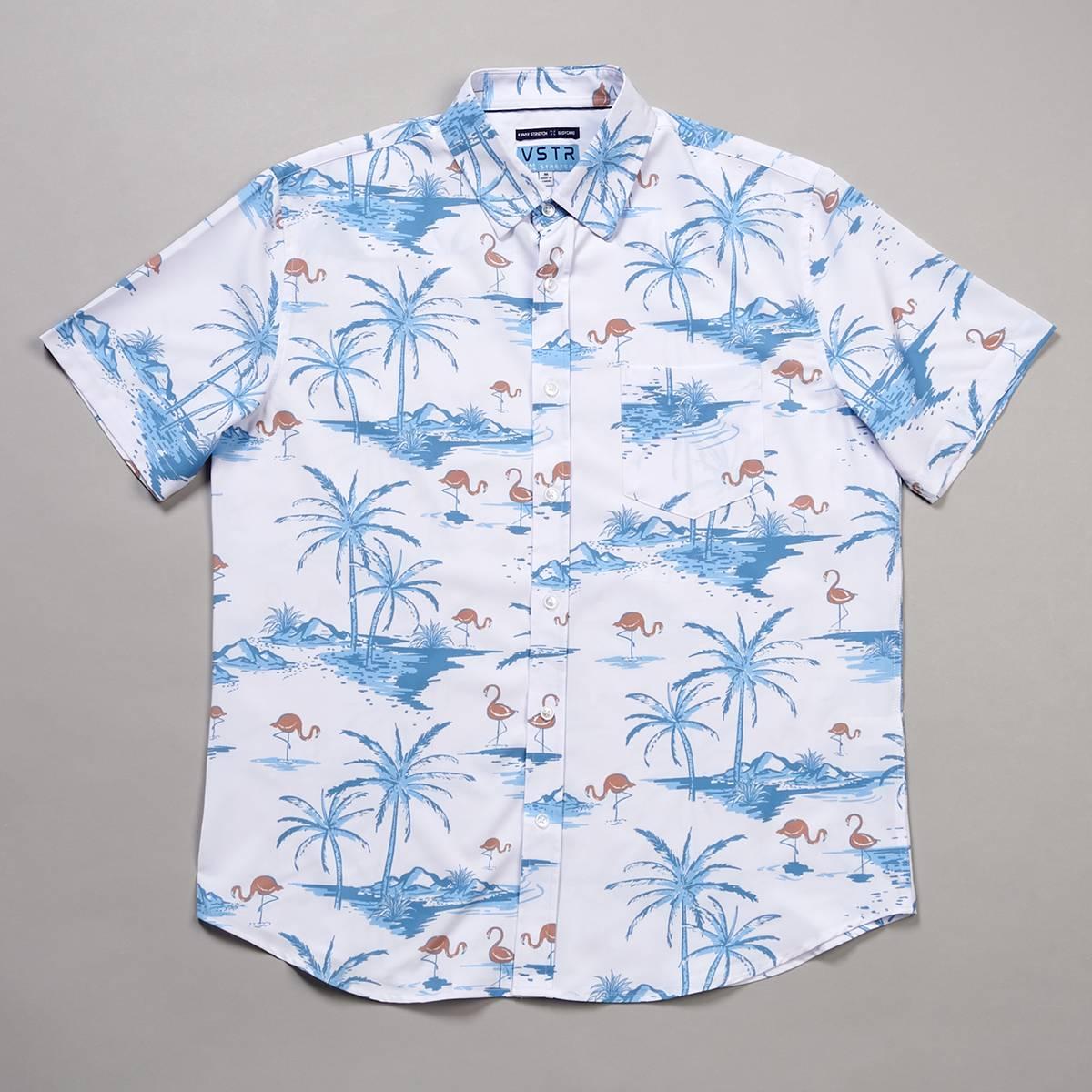 Click here for Young Mens VSTR Island Flamingos Stretch Button Do... prices
