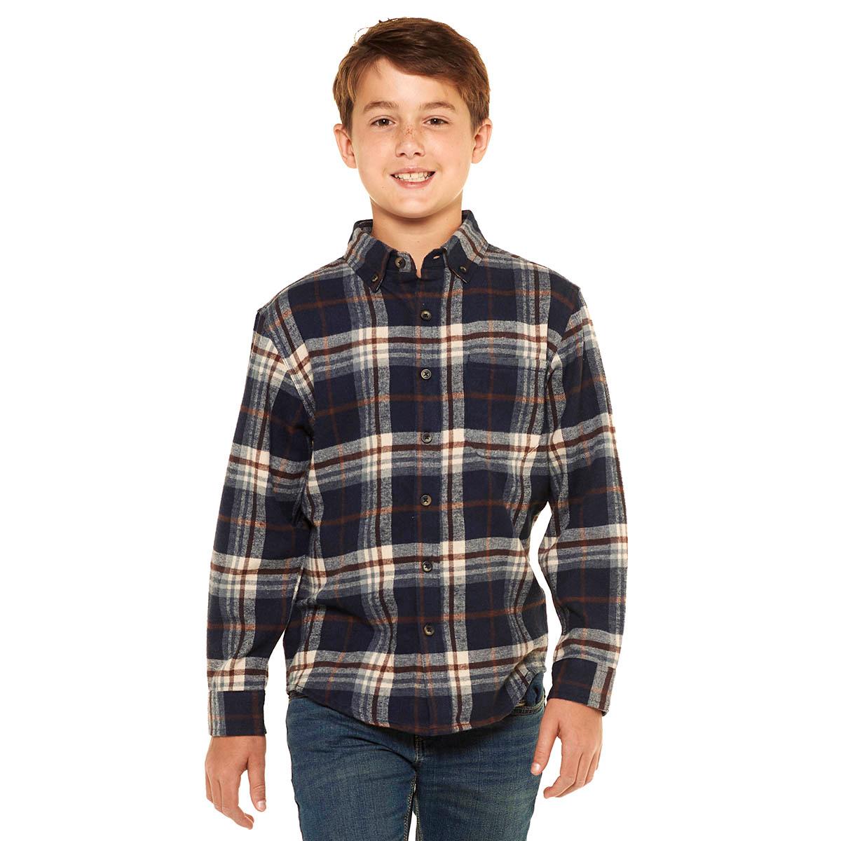 Click here for Boys (8-20) Architect(R) Flannel Shirt - Navy/Oran... prices