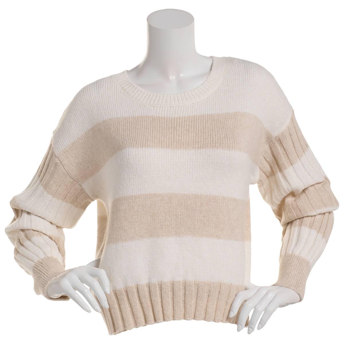 Click here for Juniors Madden Girl Chenille Rugby Stripe Crew Nec... prices