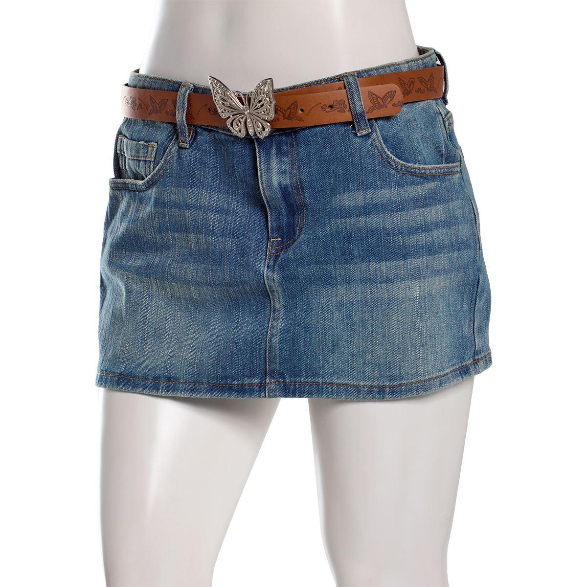 Click here for Juniors Madden Girl Butterfly Belt Denim Skirt prices