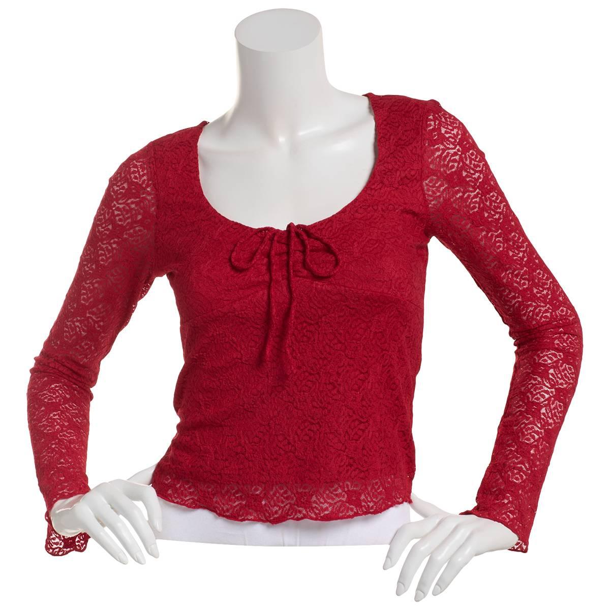 Click here for Juniors Madden Girl Lace Bell Sleeve Cinch Bust Bl... prices