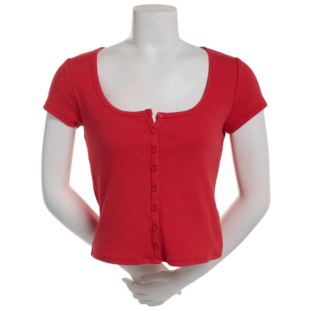 Click here for Juniors Madden Girl Button Front Baby Tee prices