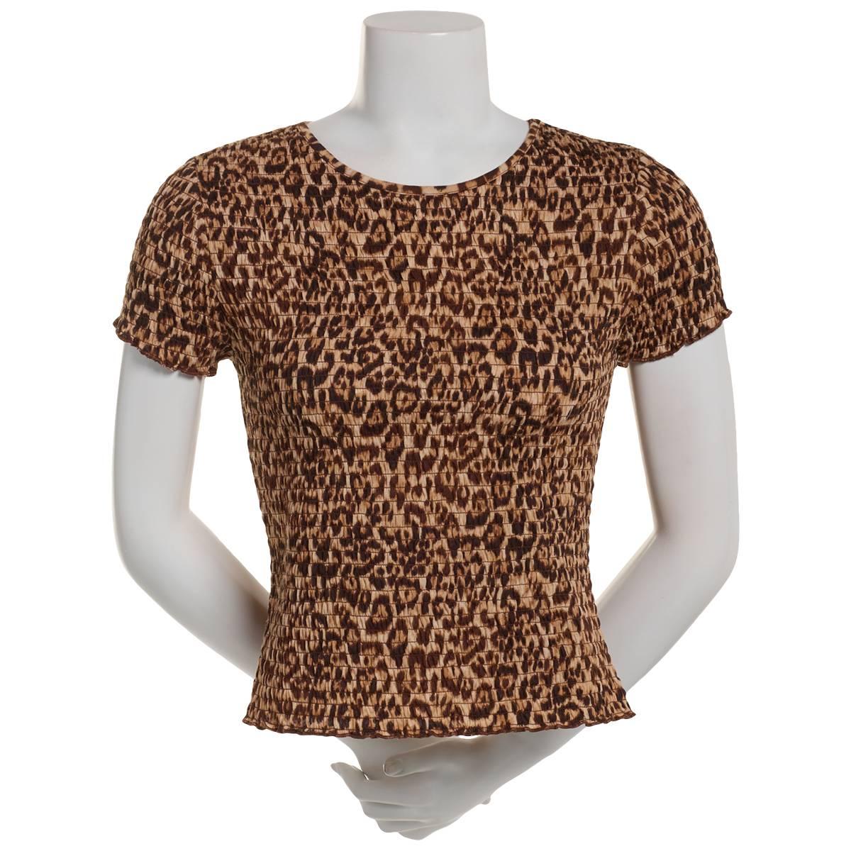 Click here for Juniors Madden Girl Smocked Leopard Tee prices