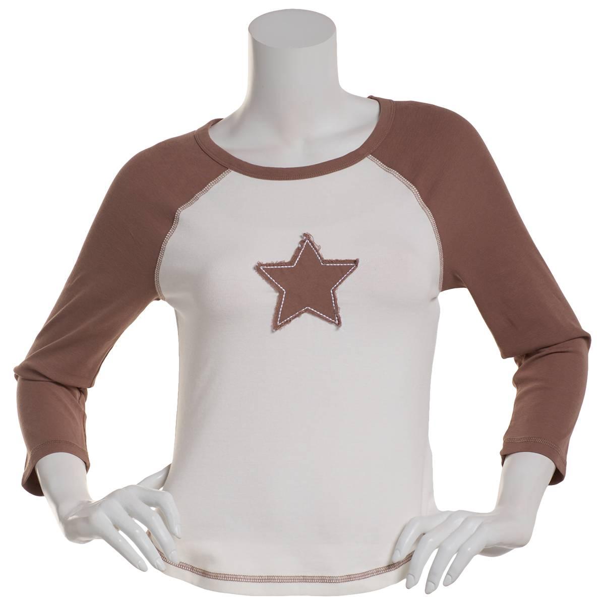 Click here for Juniors Madden Girl 3/4 Sleeve Reglan Tee with Sta... prices