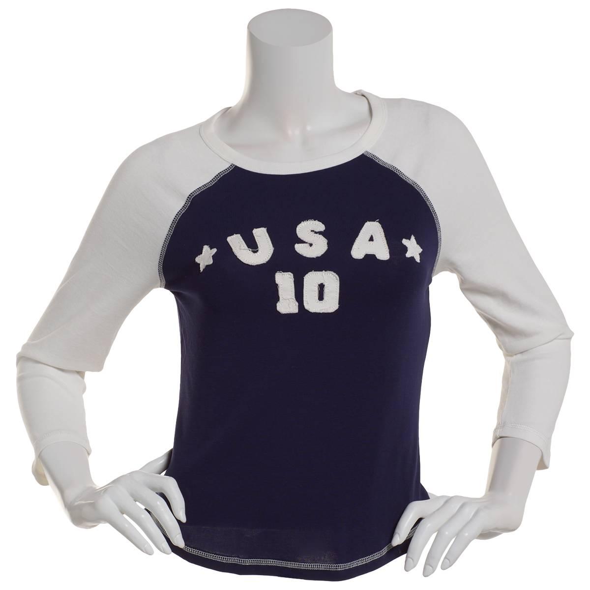 Click here for Juniors Madden Girl 3/4 Sleeve Reglan Tee with USA... prices