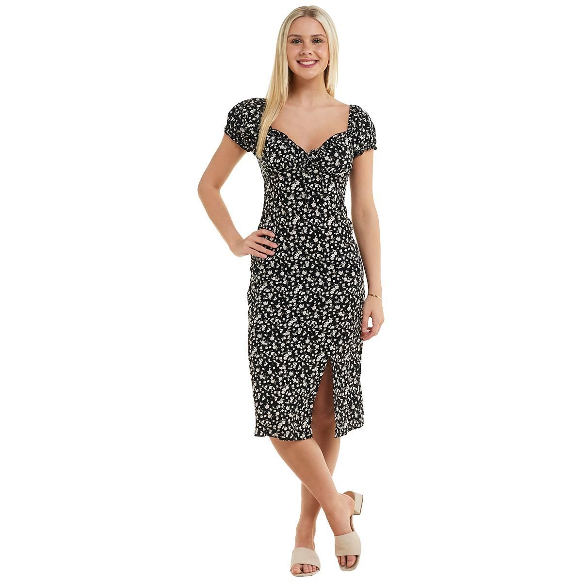 Click here for Juniors Madden Girl Challis Puff Sleeve Midi Dress prices