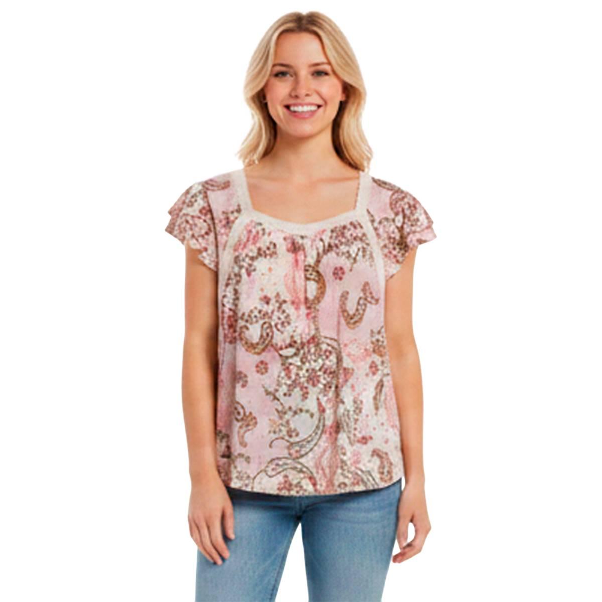 Click here for Womens Absolutely Famous Short Flutter Sleeve Squa... prices