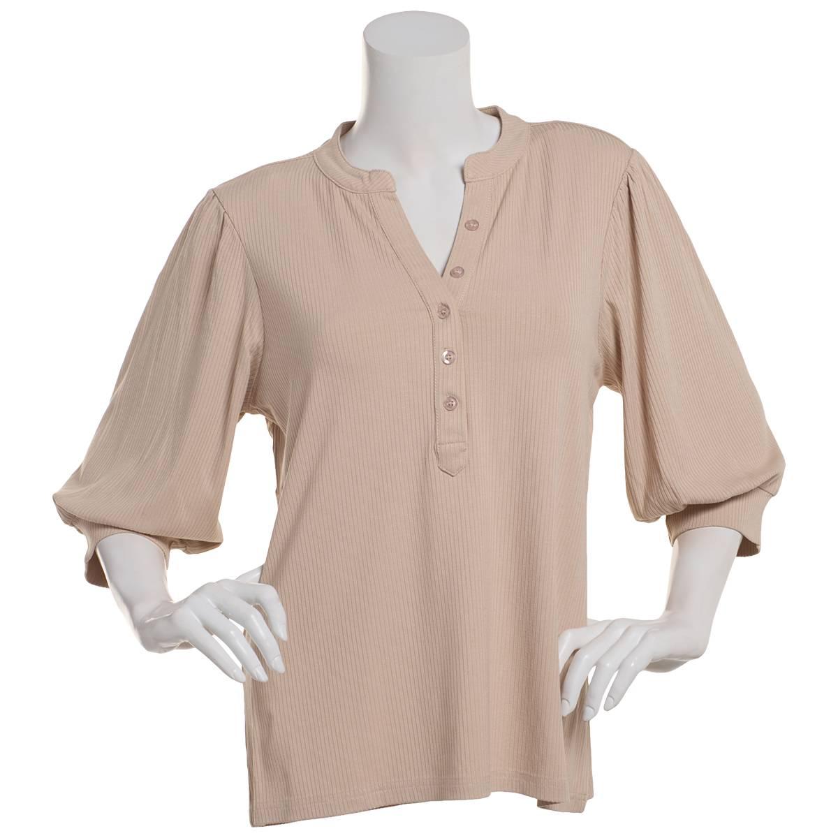 Click here for Womens Absolutely Famous 3/4 Sleeve Solid Ribbed H... prices