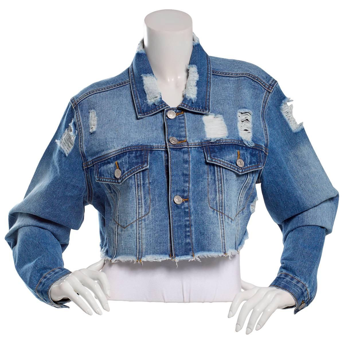 Click here for Juniors Plus Madden Girl Destructed Crop Denim Jac... prices