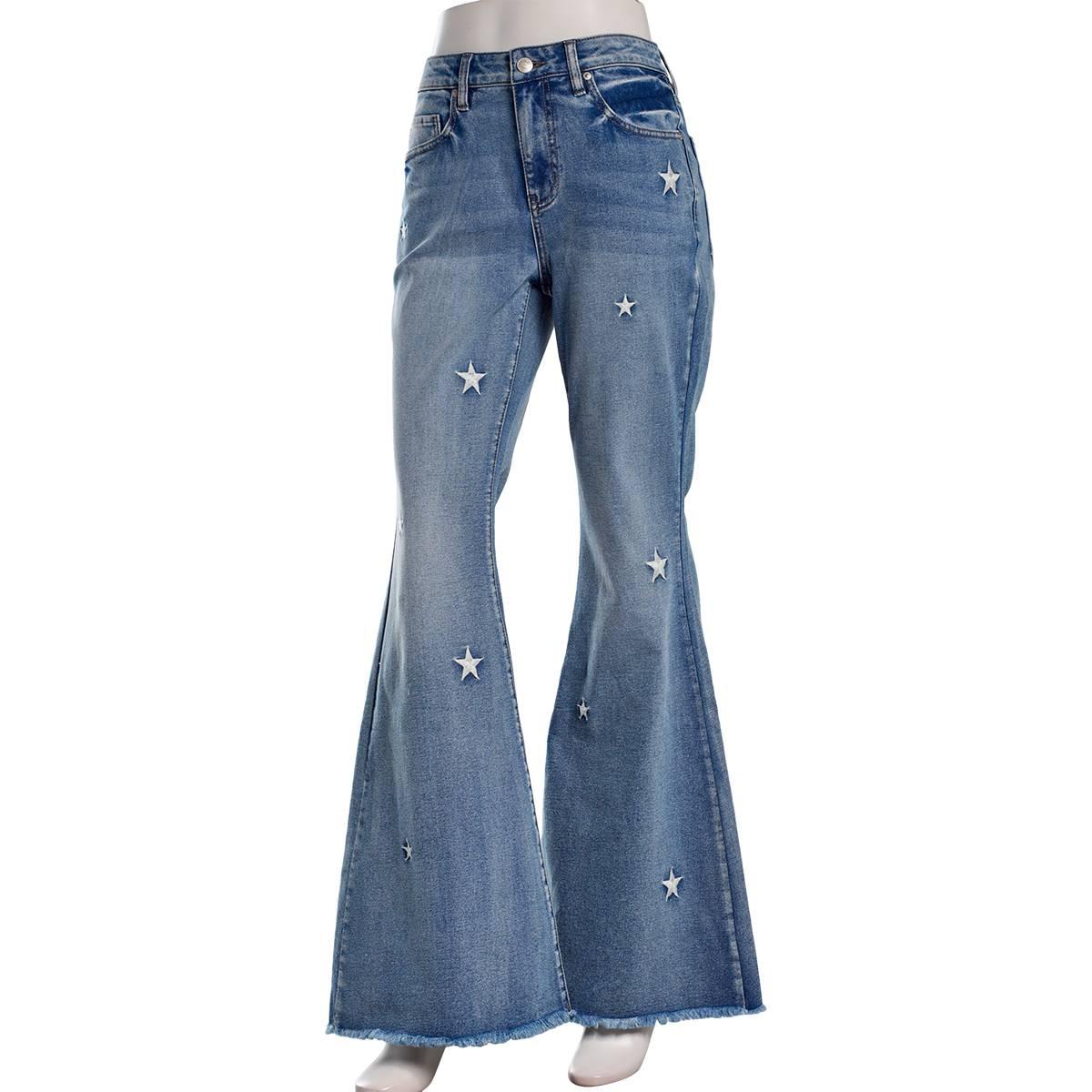 Click here for Juniors Madden Girl Star Embroidered Flare Jeans prices
