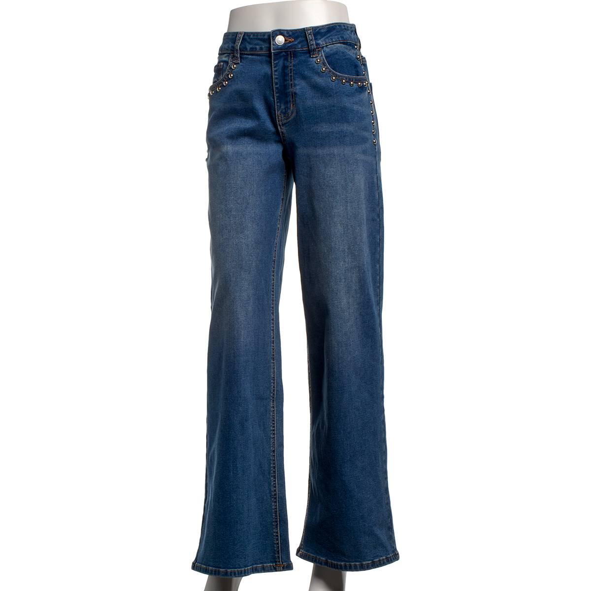 Click here for Juniors Madden Girl Loose Fit Wide Leg Studded Jea... prices