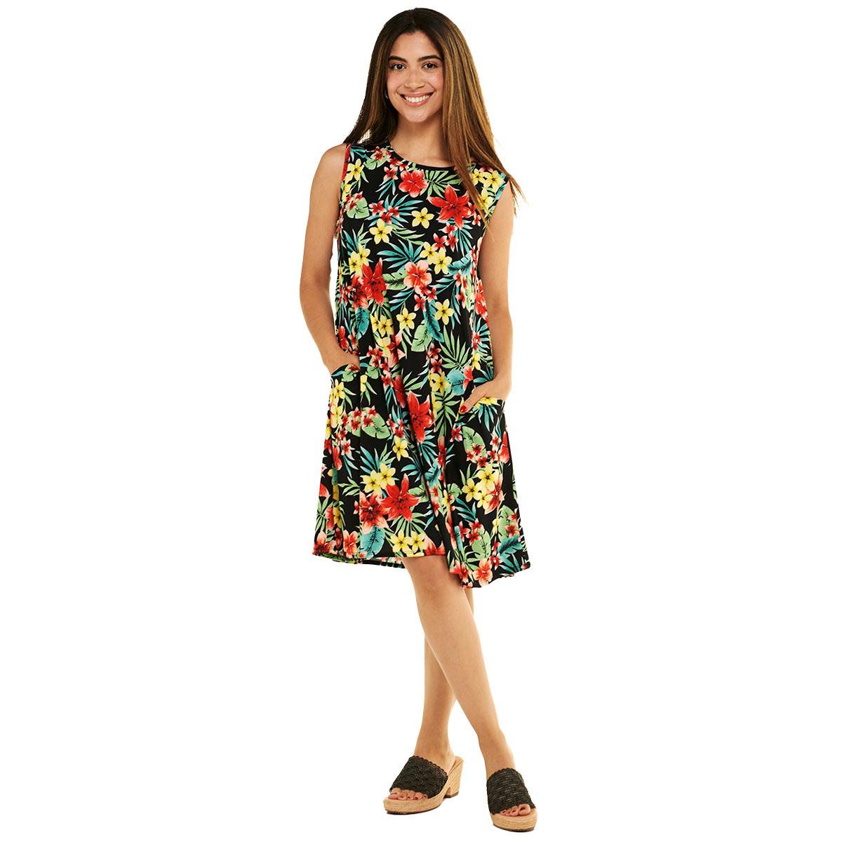Click here for Womens Tiffany & Grey Sleeveless Tropical Shift Dr... prices