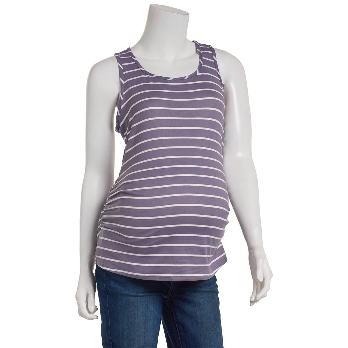 Click here for Womens Due Time Striped Racerback Maternity Tank T... prices