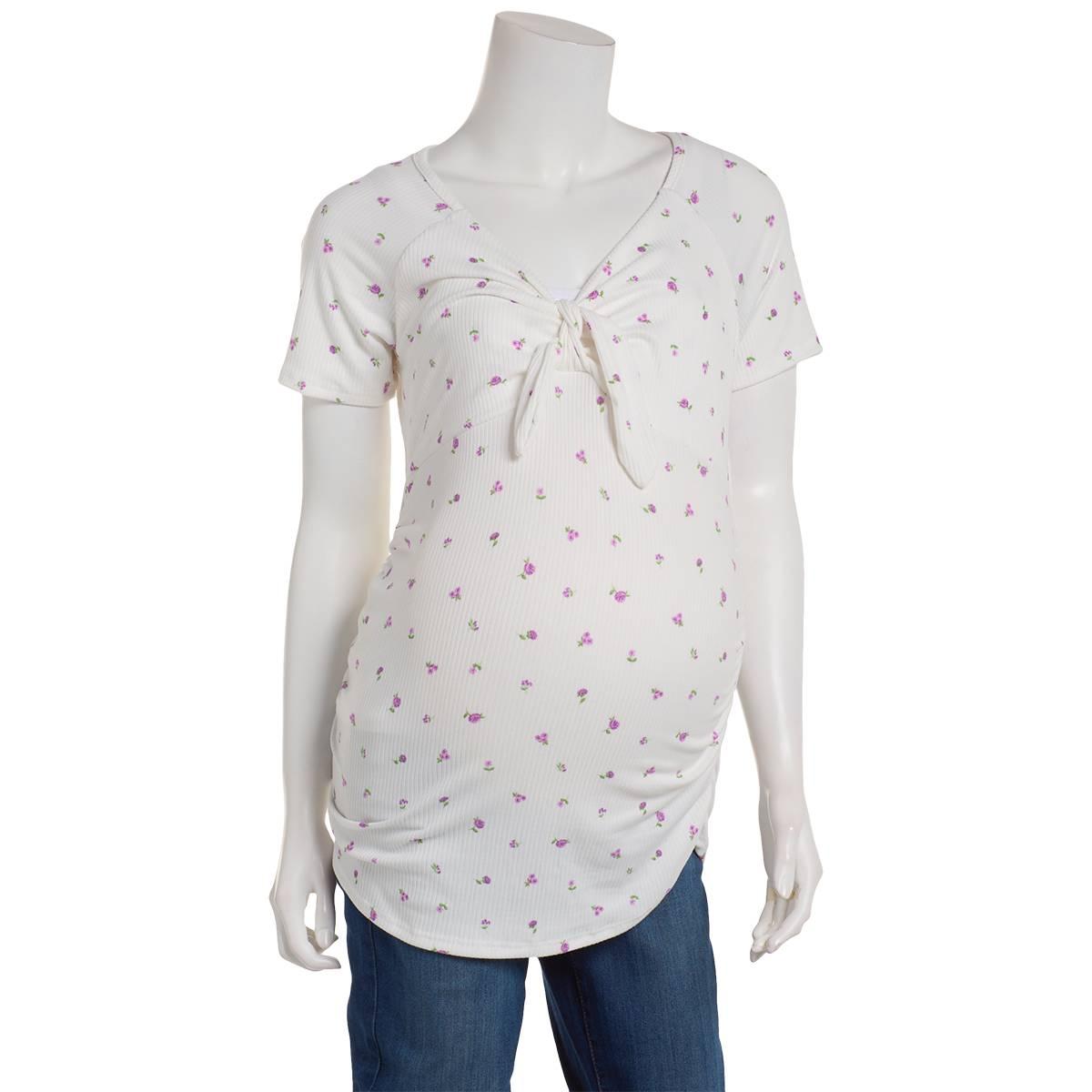 Click here for Womens Due Time Short Sleeve Floral Maternity Tee prices