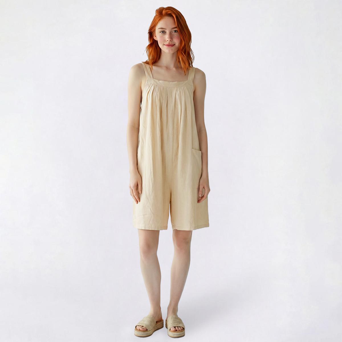 Click here for Juniors Hunter & Brown Linen Blend Sack Romper wit... prices