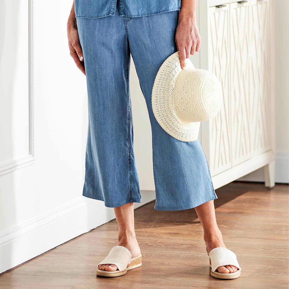 Click here for Womens LANDS END(R) Wide Leg Lyocell Crop Pants prices