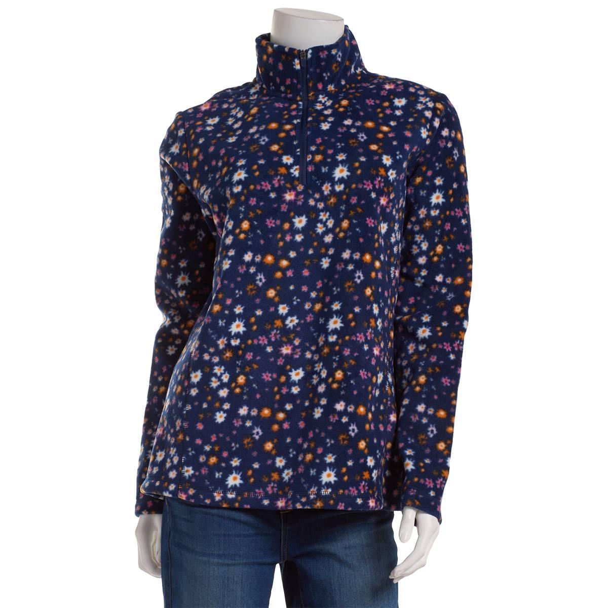 Click here for Womens Lands End Floral Powder Fleece 1/4 Zip Swea... prices