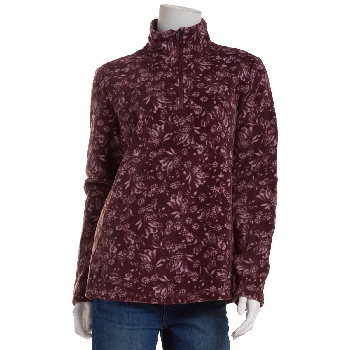 Click here for Womens Lands End Floral Powder Fleece 1/4 Zip Pull... prices