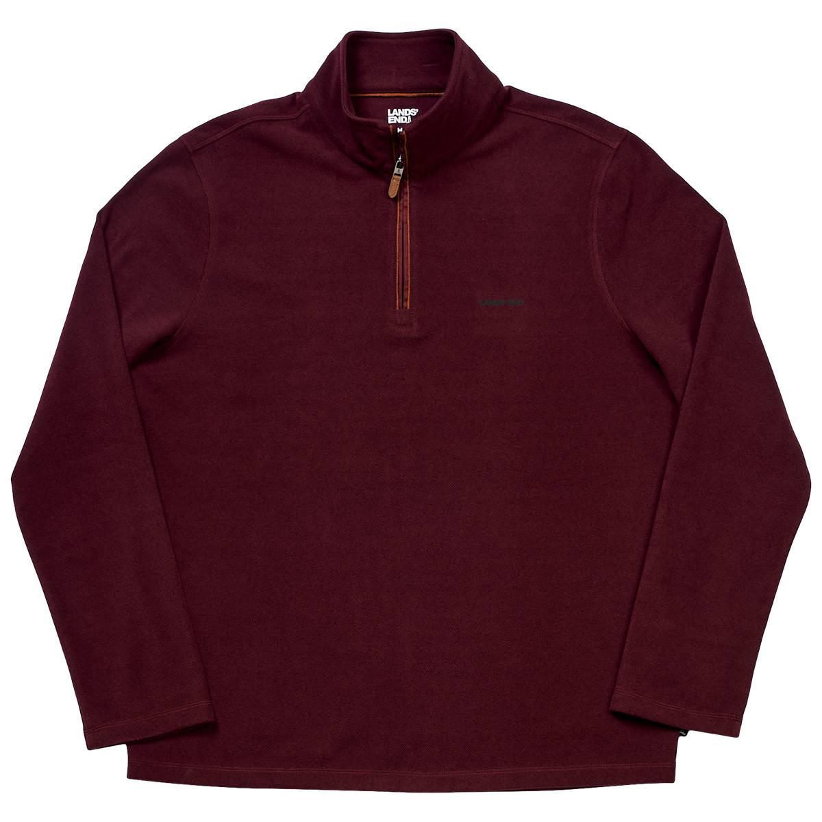 Click here for Mens Lands End Brushed Pique 1/4 Zip Long Sleeve S... prices