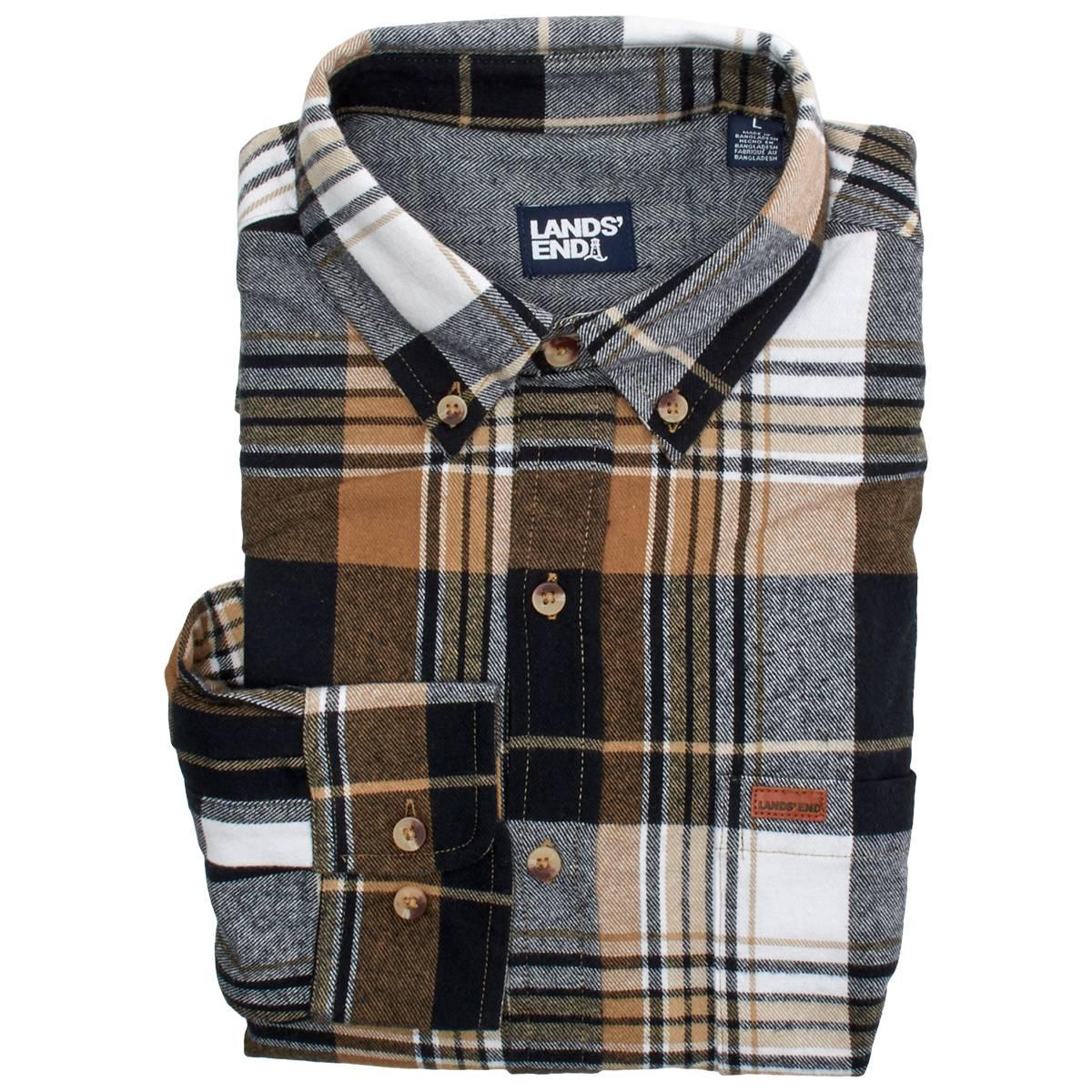 Click here for Mens LANDS END(R) Long Sleeve Flannel Shirt - Khak... prices