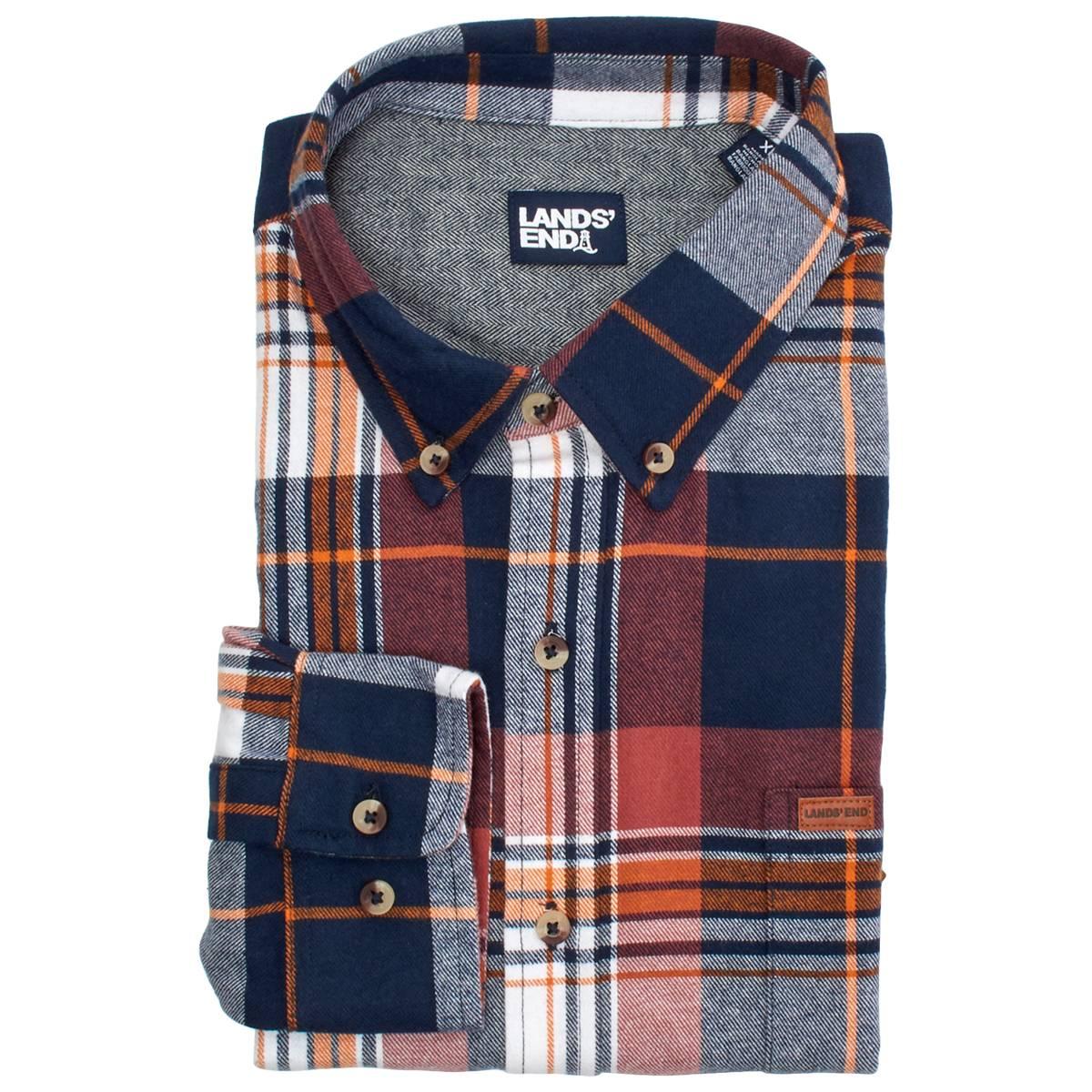 Click here for Mens LANDS END(R) Long Sleeve Flannel Shirt - Oran... prices